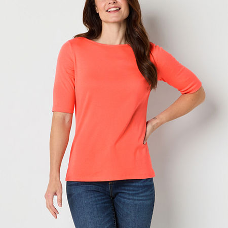 Click here for St. Johns Bay Womens Boat Neck Elbow Sleeve Blouse... prices