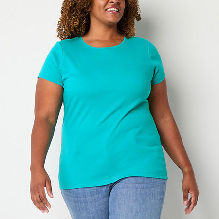 Click here for St. Johns Bay Womens Crew Neck Short Sleeve Plus T... prices