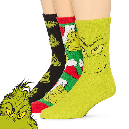 Click here for Cozy Unisex Adult 3 Pair Grinch Crew Socks  5-9  G... prices