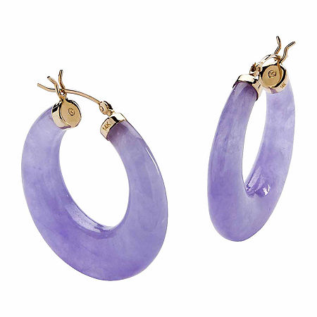Click here for Womens Genuine Purple Jade 14K Gold 29mm Hoop Earr... prices
