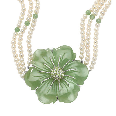 Click here for Womens Green Sterling Silver 16 Inch Collar Neckla... prices
