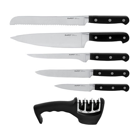 BergHOFF Contempo German Steel 7-Pc. Cutlery Set in Wood Case & Sharpener - Black
