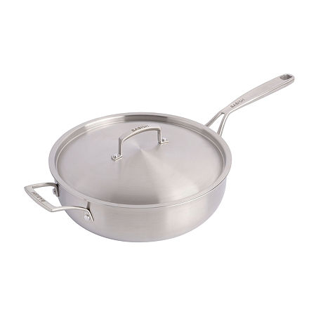 Babish Tri-Ply Stainless Steel Professional Grade Saute Pan w/Lid  5-Quart - Silver