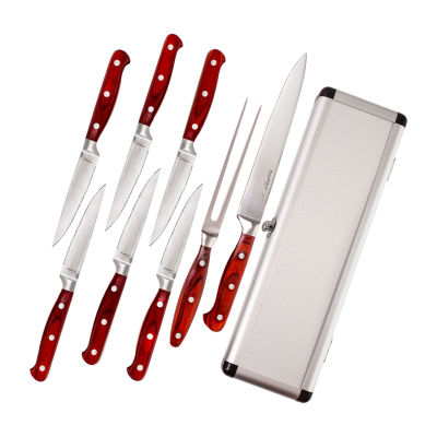 BergHOFF Pakka Wood Stainless Steel 9-pc. Carving Knife Set with Case ...