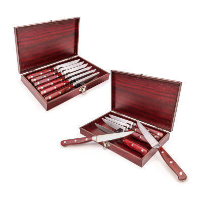 BergHOFF Pakka Wood Stainless Steel 14-pc. Steak Knife Set with Wood ...