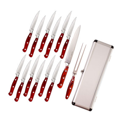BergHOFF Pakka Wood Stainless Steel 15-pc. Carving Knife Set with Case ...