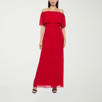 Premier Amour Off The Shoulder Womens Maxi Dress, Color: Deep Red ...