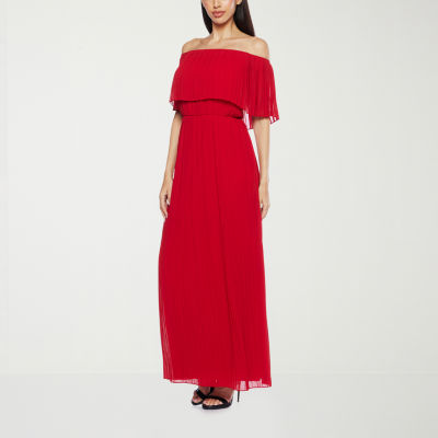 Premier Amour Off The Shoulder Womens Maxi Dress, Color: Deep Red ...