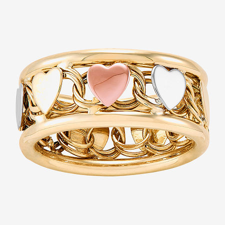Click here for Womens 8.5MM 10K Tri-Color Gold Heart Round Band... prices