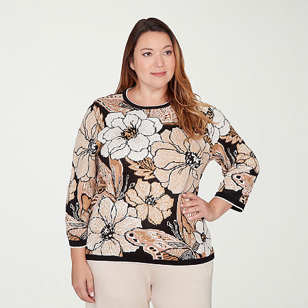 Click here for Alfred Dunner Plus Seville Womens Crew Neck 3/4 Sl... prices