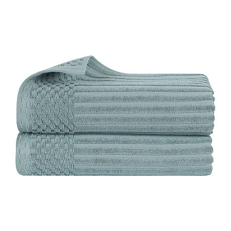 Superior Soho Checkered Border Cotton 2 Piece Bath Sheet Set  68 x 34 - Basil