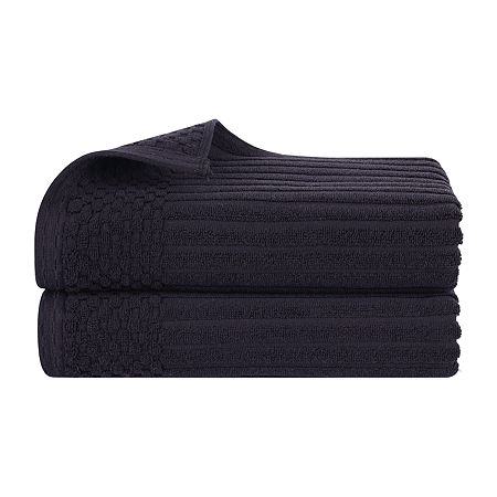 Superior Soho Checkered Border Cotton 2 Piece Bath Sheet Set  68 x 34 - Black