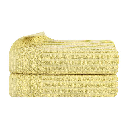 Superior Soho Checkered Border Cotton 2 Piece Bath Sheet Set  68 x 34 - Golden Mist