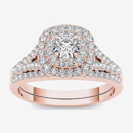 Click here for 1 CT.T.W. Natural Diamond Halo 10K Rose Gold Engag... prices