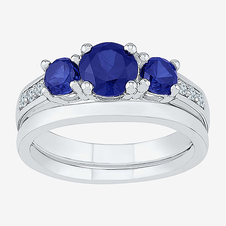 Click here for Modern Bride Gemstone Womens Blue & White Lab Crea... prices