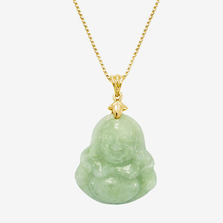 Click here for Buddha Womens Genuine Green Jade 14K Gold Over Sil... prices