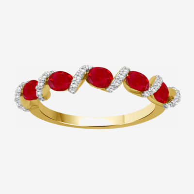Womens 1/6 CT. T.W. Genuine Red Ruby 10K Gold Oval Band - JCPenney