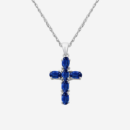 Click here for Womens Gemstone 10K White Gold Cross Oval 18 Inch... prices