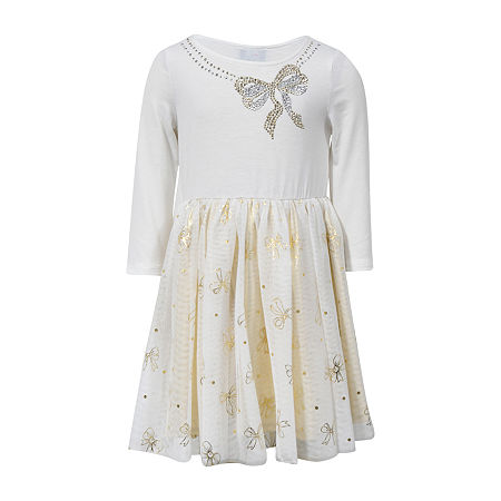 Click here for Lilt Little Girls 3/4 Sleeve Tutu Dress  5  Beige prices