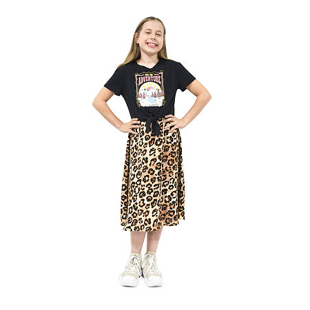 Click here for Lilt Big Kid Girls Midi Leopard Dress Set  7  Blac... prices