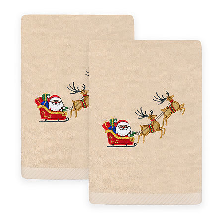 Click here for Linum Home Christmas Santas Sled Embroidered Luxur... prices