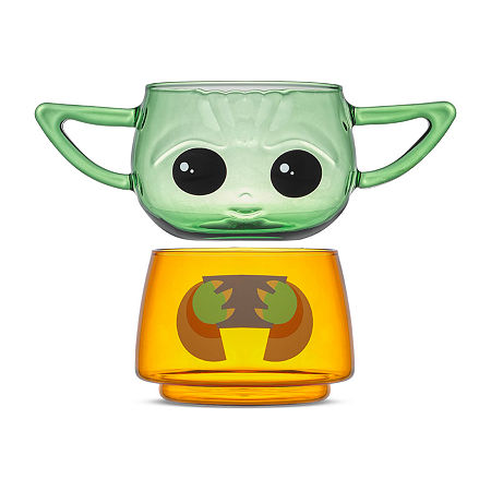 JoyJolt Star Wars Stackable Character Collection Grogu Drinking Glasses - Green