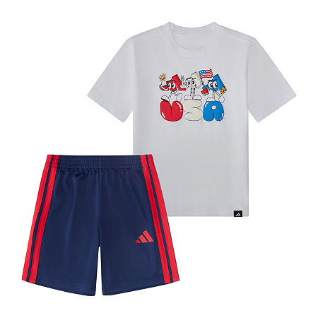 Click here for Adidas Boys Short Sleeved Graphic Tee & 3-Stripe S... prices