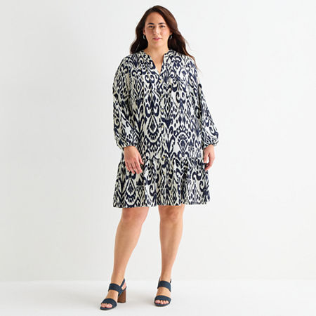 Click here for Be by CHETTA B Womens Plus Long Sleeve Abstract Sh... prices