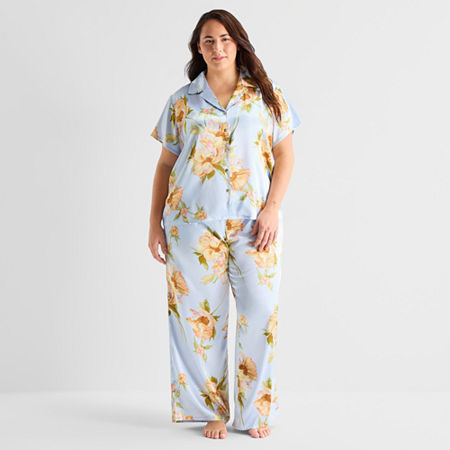 Click here for Ambrielle Womens Satin V-Neck Short Sleeve 2-pc. P... prices