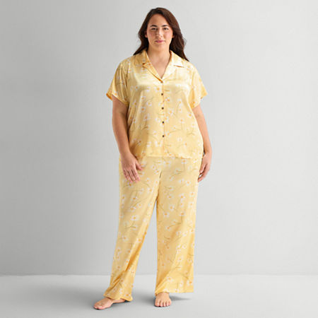 Click here for Ambrielle Womens Satin V-Neck Short Sleeve 2-pc. P... prices