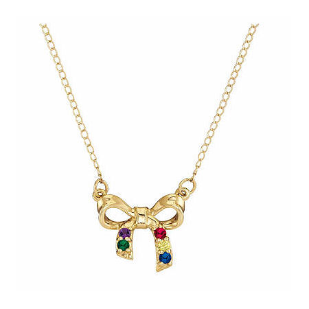 Click here for Personalized Simulated Birthstone Bow Pendant Neck... prices