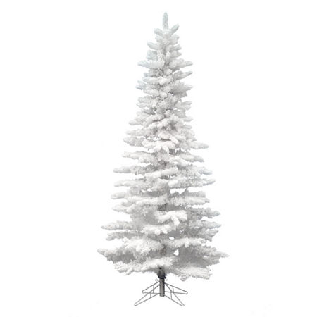 Click here for 9 Prelit Flocked White Slim Christmas Tree  One Si... prices