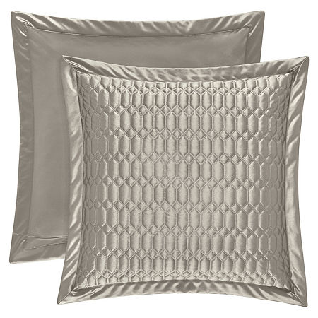 J Queen New York Satinique Quilted Sham  European - Silver