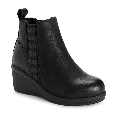 Muk Luks Womens England Oxford Wedge Booties - Black