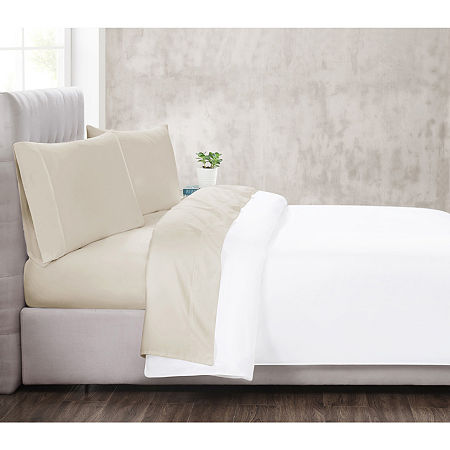 Christian Siriano New York 300 Thread Count Cotton Sateen 3-Pc. Sheet Set  Full - Khaki