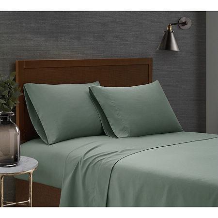 London Fog Garment Wash Solid 6 Piece Sheet Set  Full - Green