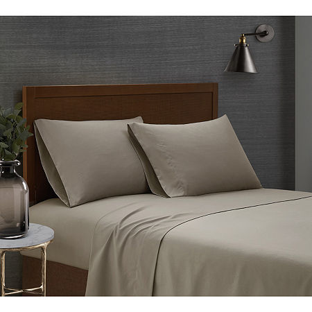 London Fog Garment Wash Solid 6 Piece Sheet Set  Queen - Khaki