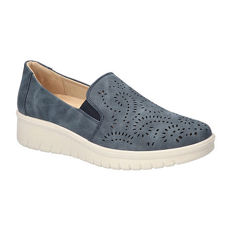 Easy Street Womens Ying Comfort Slip-On Flats - Navy