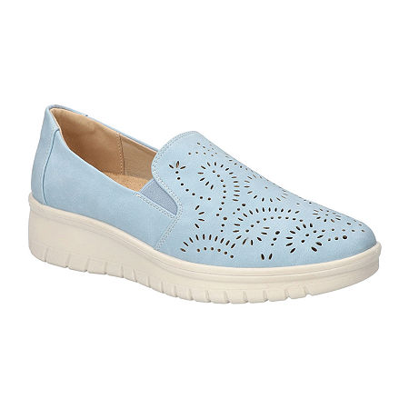 Easy Street Womens Ying Comfort Slip-On Flats - Light Blue