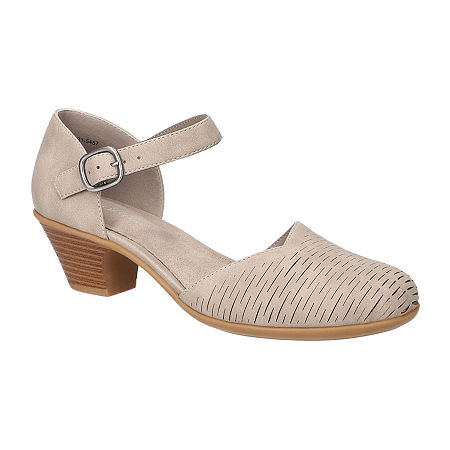 Easy Street Womens Justina Block Heel Sandals - Gray