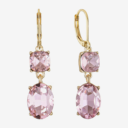 Click here for Monet Jewelry Womens Pink Glass Oval Drop Earrings... prices