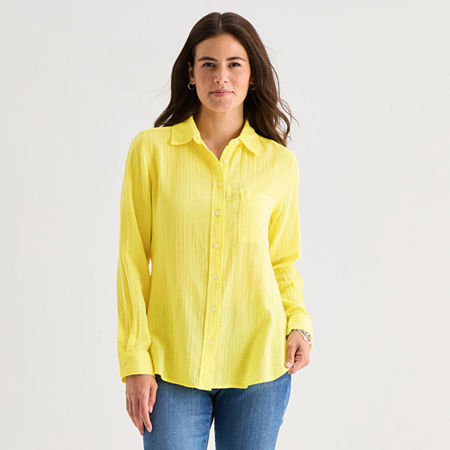 Click here for St. Johns Bay Womens Long Sleeve Relaxed Fit Butto... prices