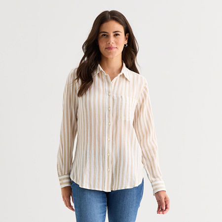 Click here for St. Johns Bay Womens Long Sleeve Relaxed Fit Butto... prices