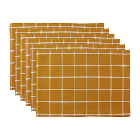 Click here for Design Imports Check Placemat  Set of 6 - Gold-Ton... prices