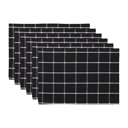 Design Imports Check Placemat  Set of 6 - Black