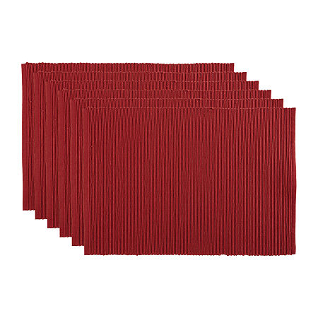 Design Imports Ribbed Placemat  Set of 6 - Red