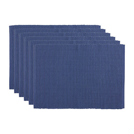 Design Imports Ribbed Placemat  Set of 6 - Blue