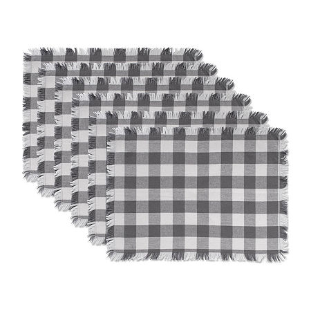 Click here for Design Imports Gray Heavyweight Check Fringed 6-pc... prices