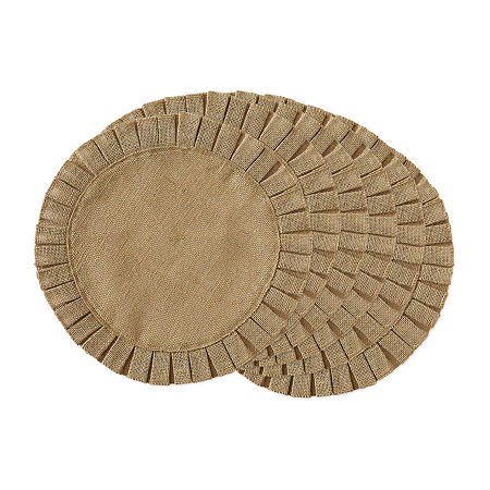 Click here for Design Imports Natural Jute Round Ruffle Trim Tabl... prices