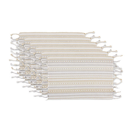 Design Imports Stripe with Fringe Placemat  Set of 6 - Natural